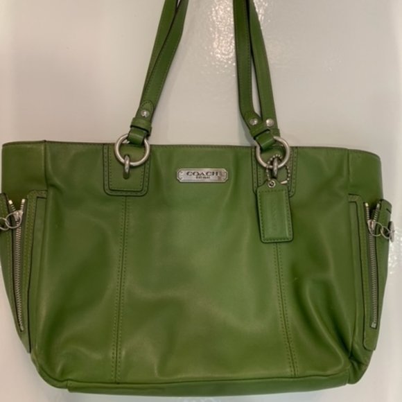 Coach | Bags | Coach Gallery Tote In Green Leather | Poshmark